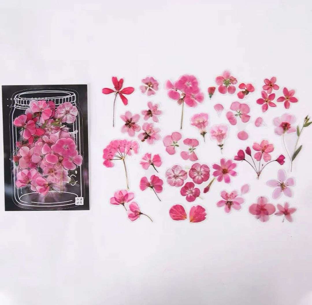 Stickers flores estilo retro Rosado – Cera y Sellos